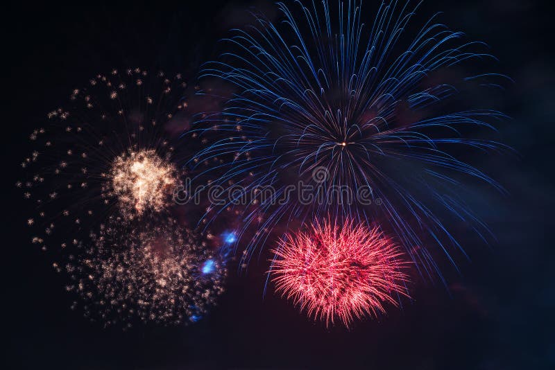 Colorful fireworks display stock photo. Image of evening - 136219830