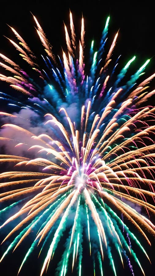 A Colorful Fireworks Display Lighting Up the Night Sky. Stock Photo ...