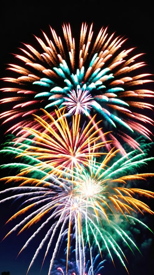 A Colorful Fireworks Display Lighting Up the Night Sky. Stock Photo ...