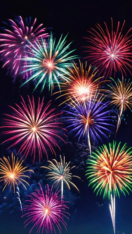 A Colorful Fireworks Display Lighting Up the Night Sky. Stock Photo ...