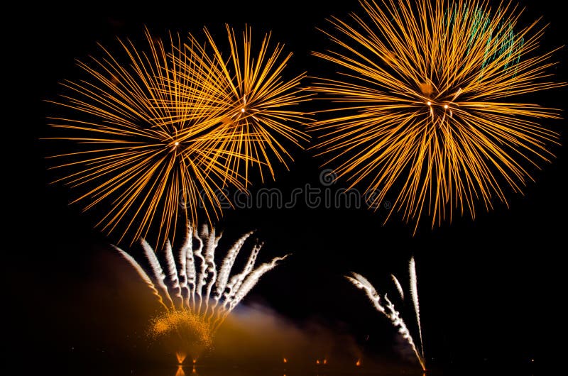 Colorful Fireworks Display at Night Stock Photo - Image of large ...