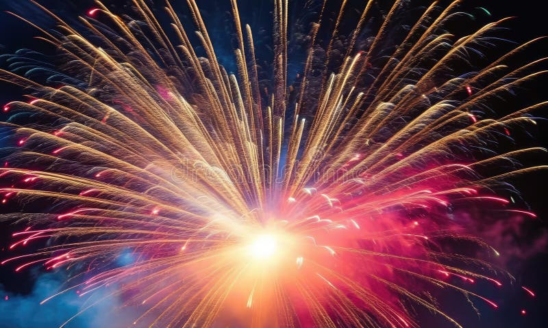 A Colorful Fireworks Display is Shown in the Image, with a Bright ...