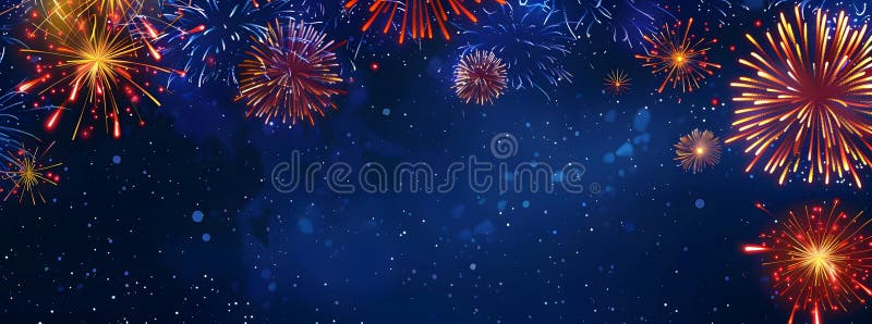 Colorful Fireworks Display with Space for Text Stock Illustration ...