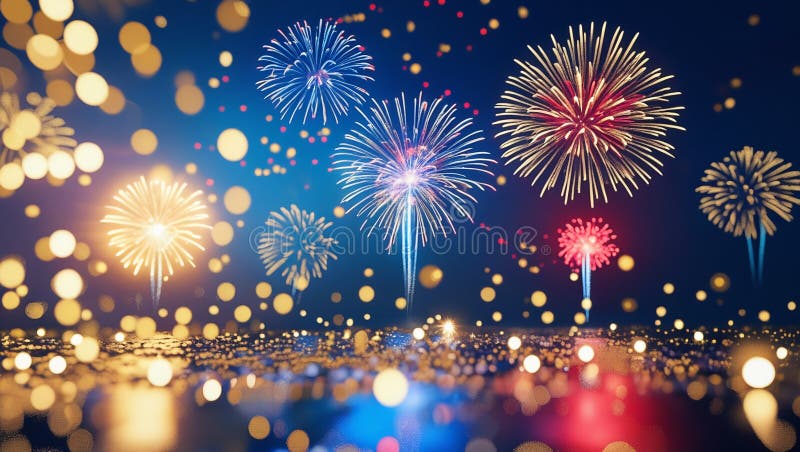 Colorful Fireworks in the Clear Night Sky Enliven the Special ...