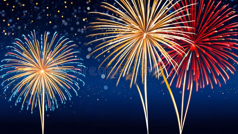 Colorful Fireworks in the Clear Night Sky Enliven the Special ...