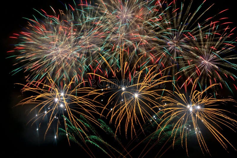 Colorful Fireworks that Explode and Fill the Darkness of the Night Sky ...