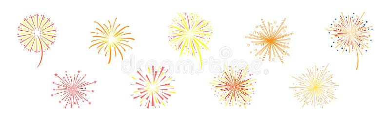 Colorful Fireworks Explode and Salute Vector Set Stock Vector ...