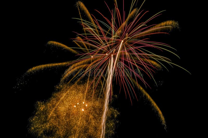Colorful Fireworks Exploded in the Night Sky. Stock Image - Image of ...
