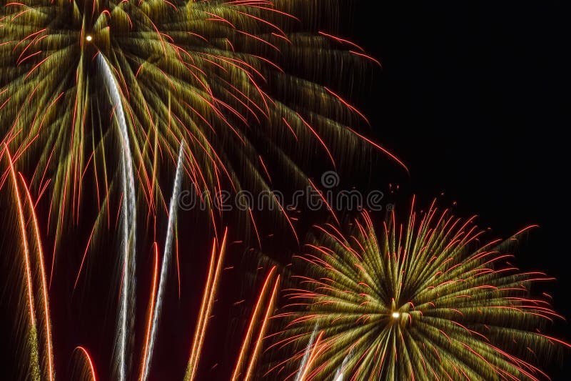 Colorful Fireworks Exploded in the Night Sky. Stock Photo - Image of ...