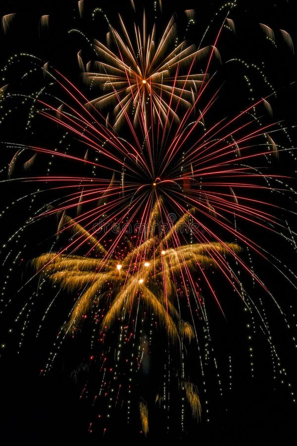 Colorful Fireworks Exploded in the Night Sky. Stock Photo - Image of ...