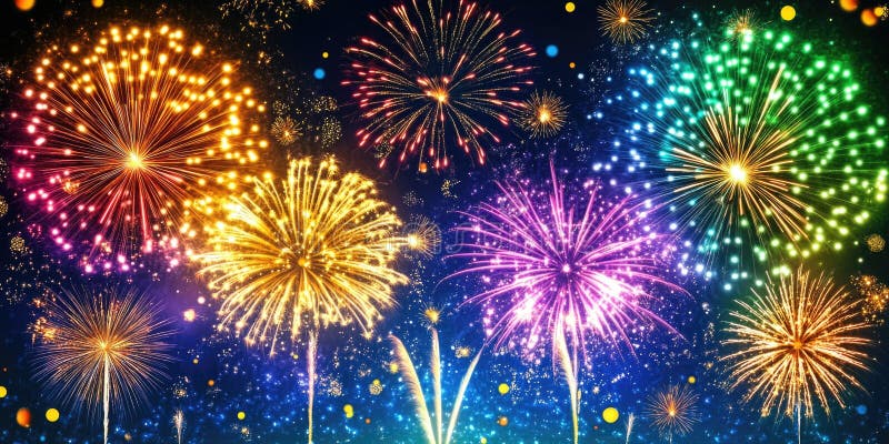 Colorful Fireworks Exploding in the Dark Night Sky Stock Photo - Image ...
