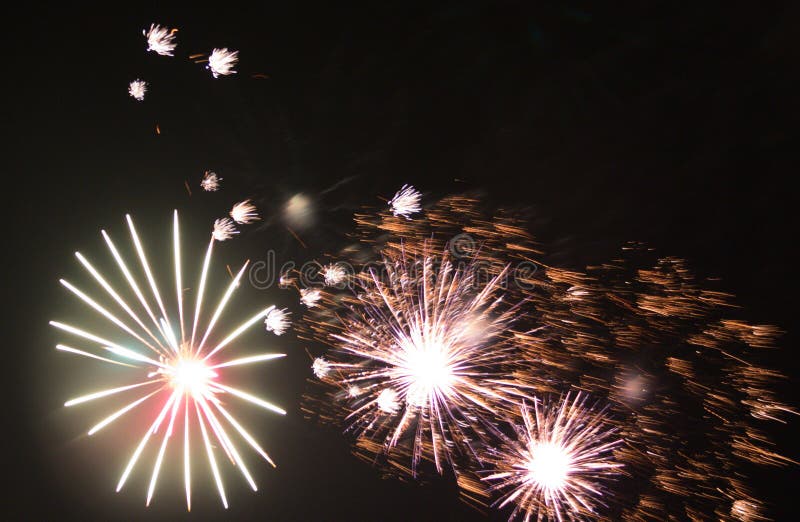 Colorful Fireworks Exploding in a Dark Night Sky-celebration and Light ...