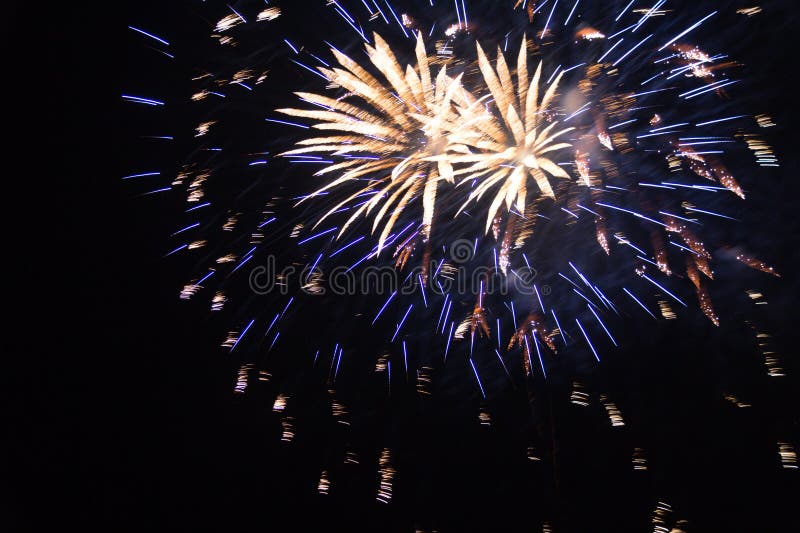 Colorful Fireworks Exploding in a Dark Night Sky-celebration and Light ...