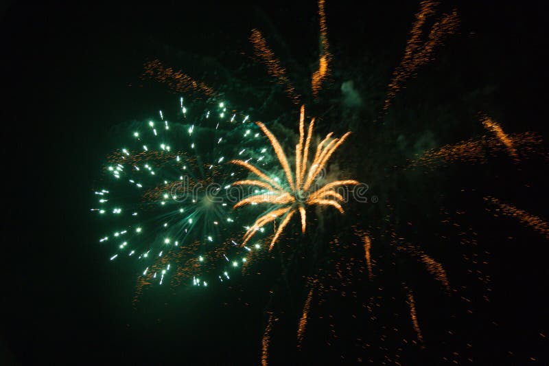 Colorful Fireworks Exploding in a Dark Night Sky-celebration and Light ...