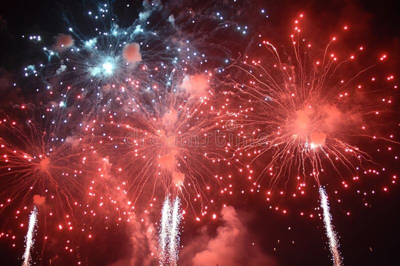 Colorful Fireworks Exploding in the Dark Night Sky for New Year S Eve ...