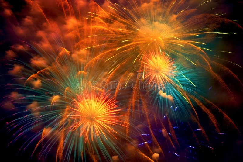 Colorful Fireworks Exploding at Night Against Sky Stock Photo - Image ...