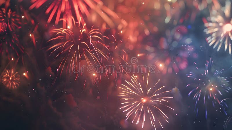 Colorful Fireworks Light Up the Night Sky, Creating a Dazzling Display ...