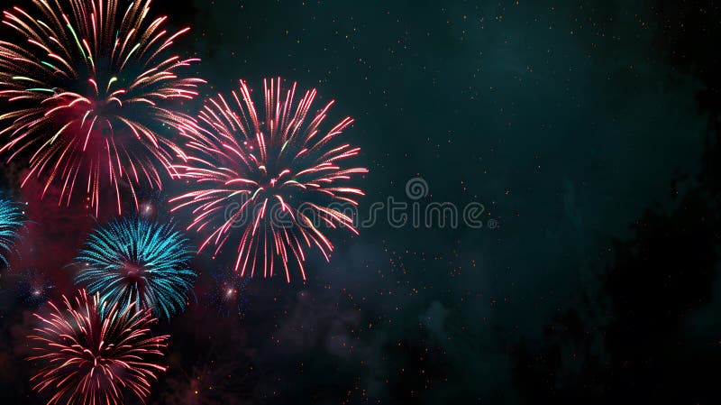 Colorful Fireworks Light Up the Night Sky, Creating a Dazzling Display ...