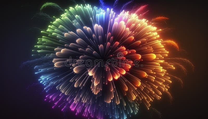 Colorful Fireworks Exploding in the Night Sky Stock Illustration ...