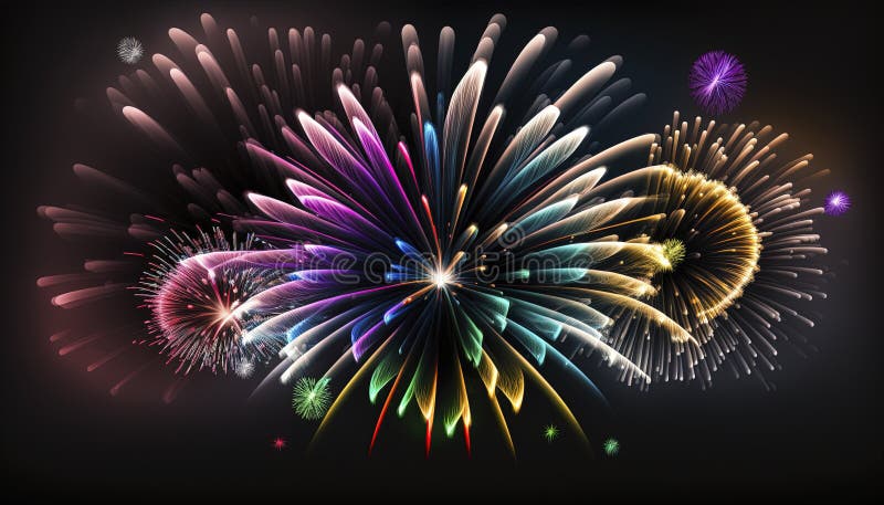 Colorful Fireworks Exploding in the Night Sky Stock Photo - Image of ...
