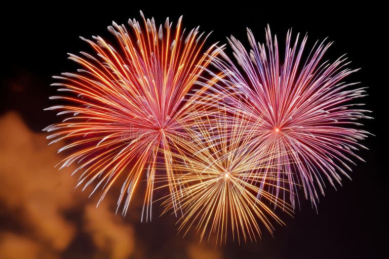 Colorful Fireworks Exploding in the Night Sky during a Celebration ...