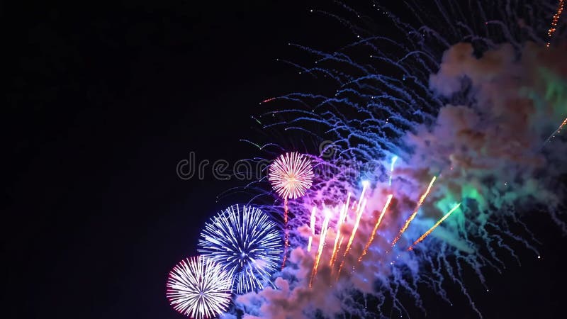 Colorful Fireworks Exploding in Night Sky Stock Footage - Video of ...