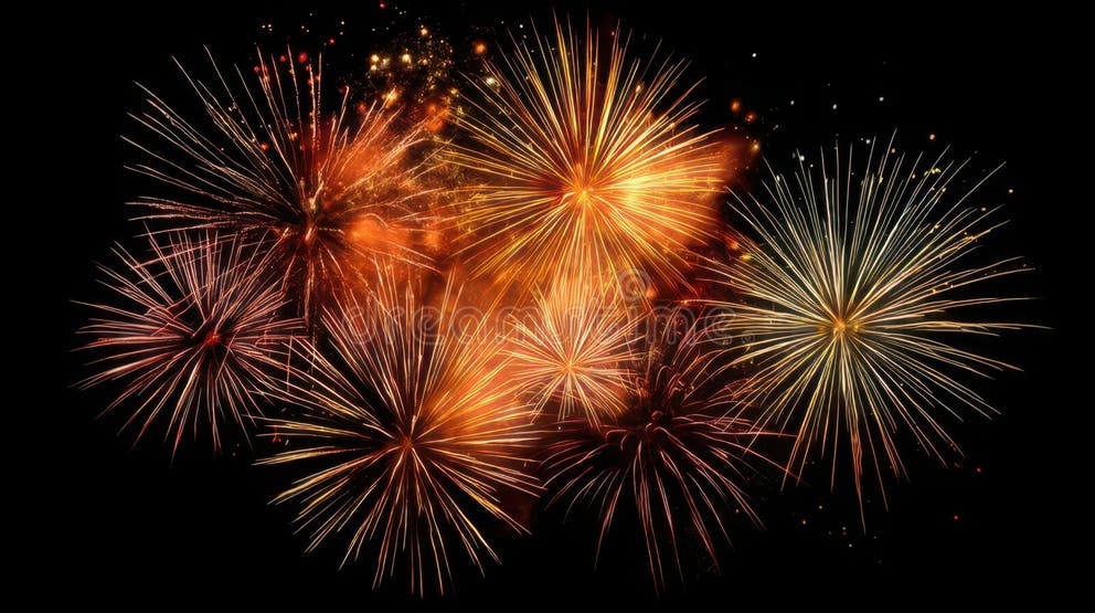 Colorful Fireworks Exploding in the Night Sky Creating a Festive ...