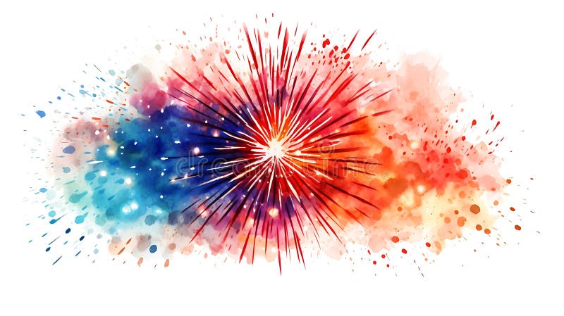 Watercolor Fireworks Painting Exploding with Vibrant Colors for Diwali ...