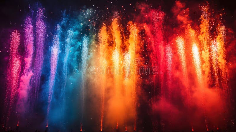 Colorful Fireworks Exploding in Night Sky during Festive Celebration ...