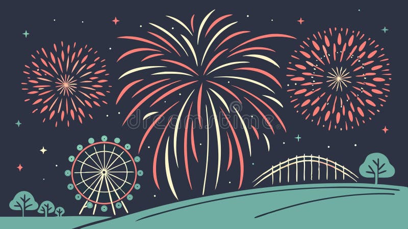 Colorful Fireworks Exploding in Night Sky, Festive Celebration Vector ...