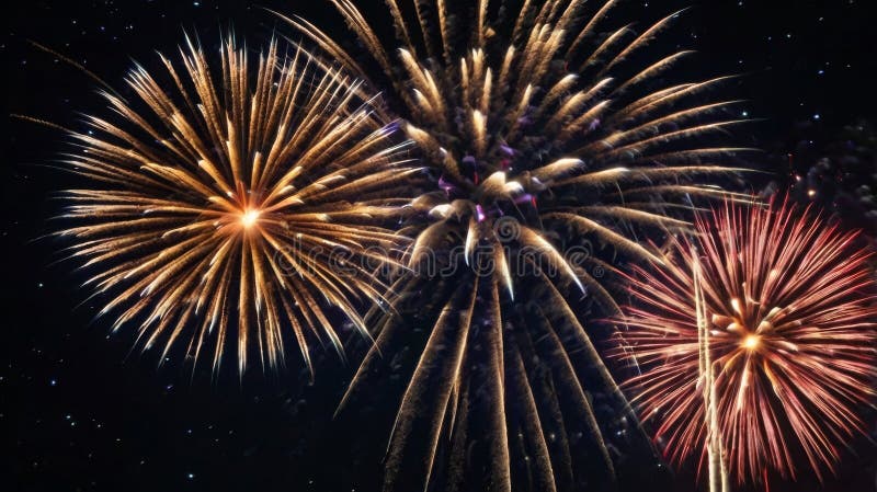 Colorful Fireworks Exploding in Night Sky with Stars Stock Image ...