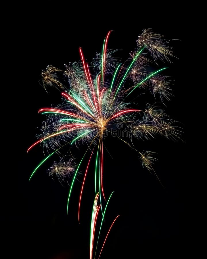 Colorful Fireworks Explosion Looking Like Neon Light Flower in Black ...