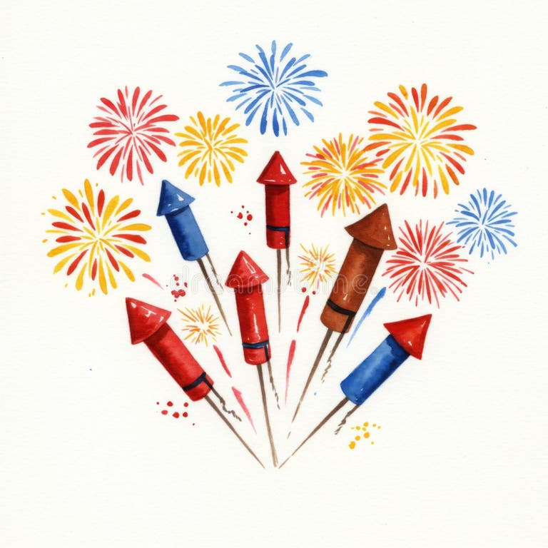 Colorful Fireworks and Firecrackers Illustration Stock Illustration ...