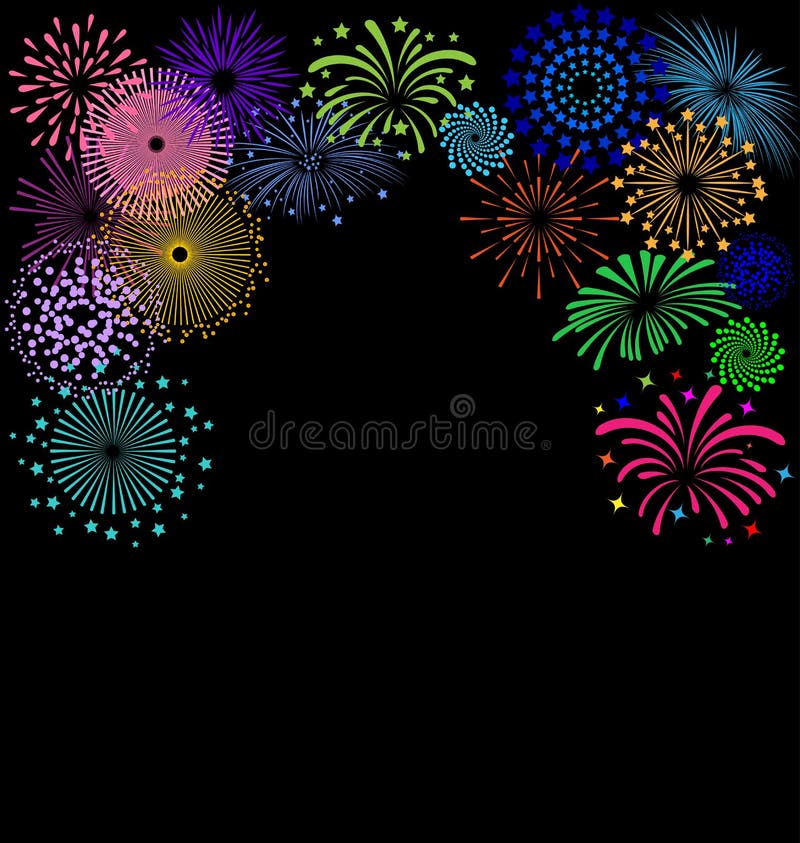Colorful Fireworks Frame on White Background for Celebration Party ...