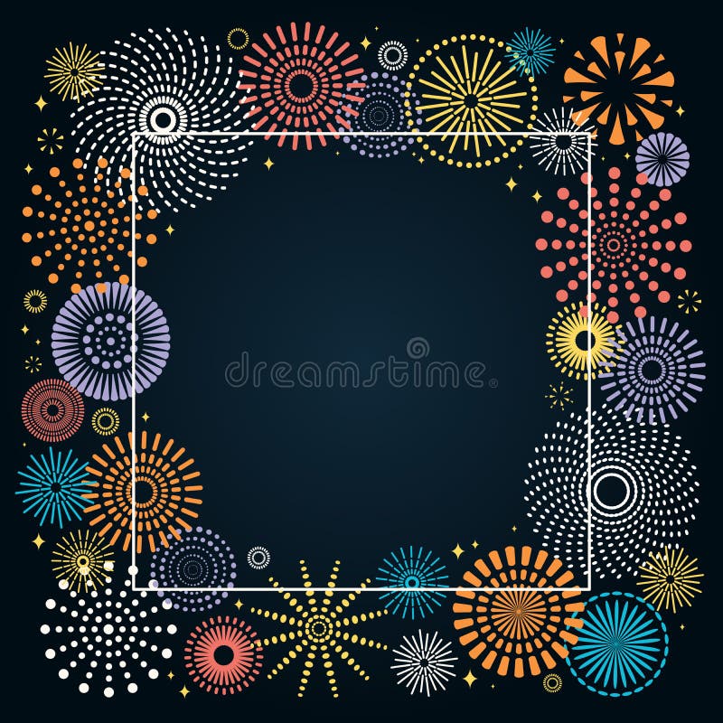 Colorful fireworks frame stock vector. Illustration of christmas ...