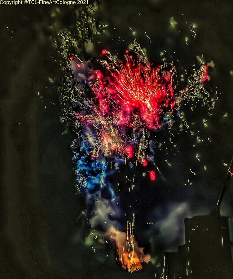 Colorful Fireworks High Up in the Dark Black Sky Stock Image - Image of ...