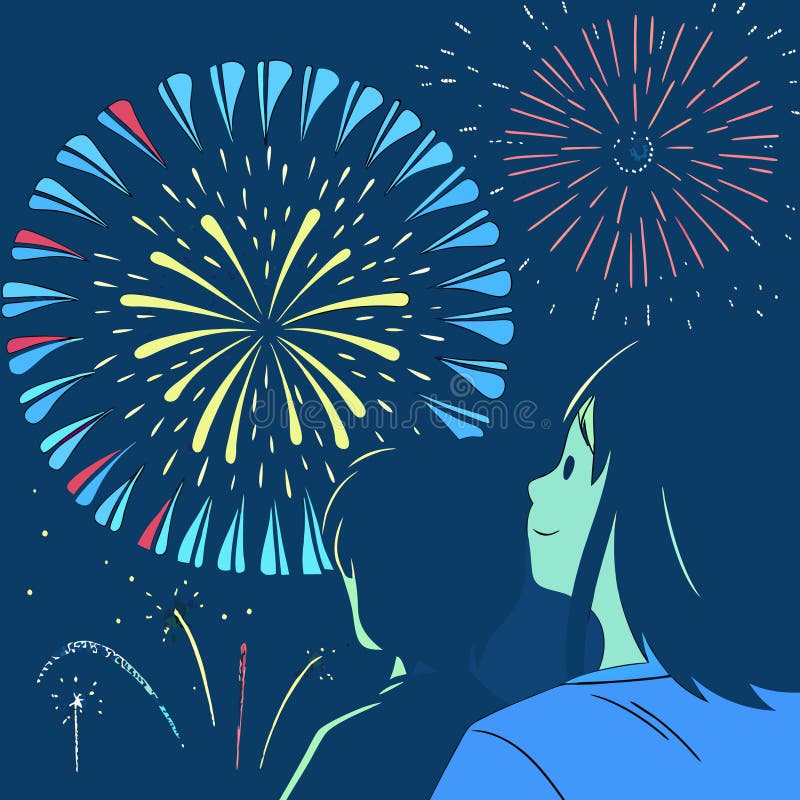 Colorful Fireworks Holiday Scene Illustration. Stock Vector ...