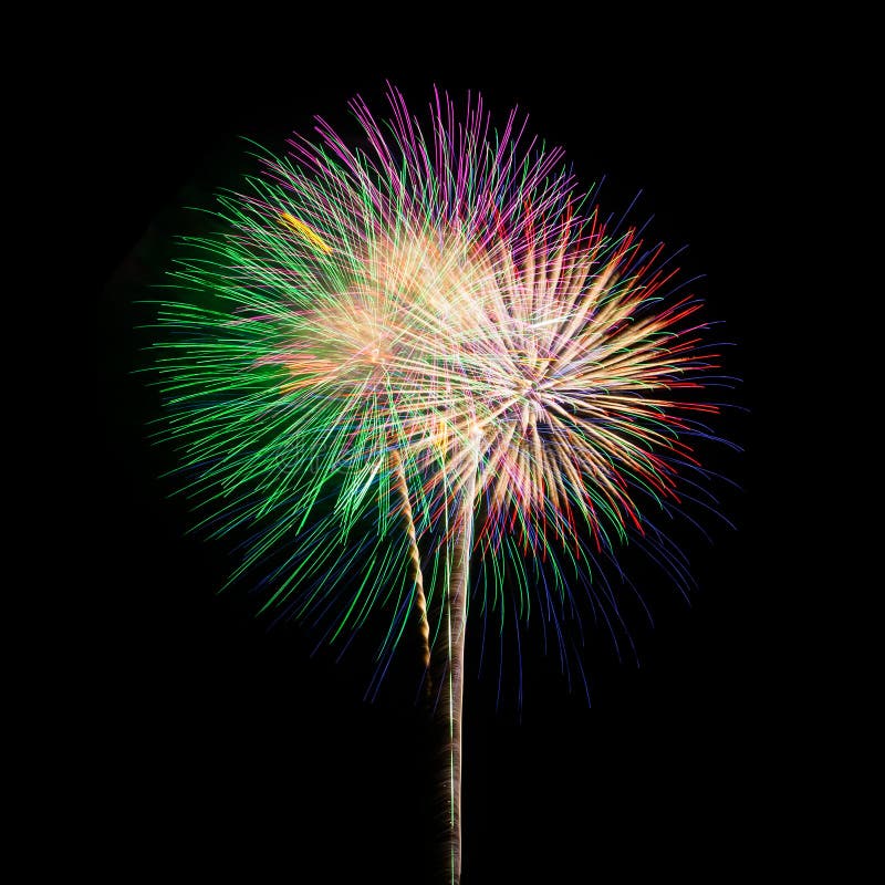 Colorful Fireworks Bursting in the Night Sky Stock Photo - Image of ...
