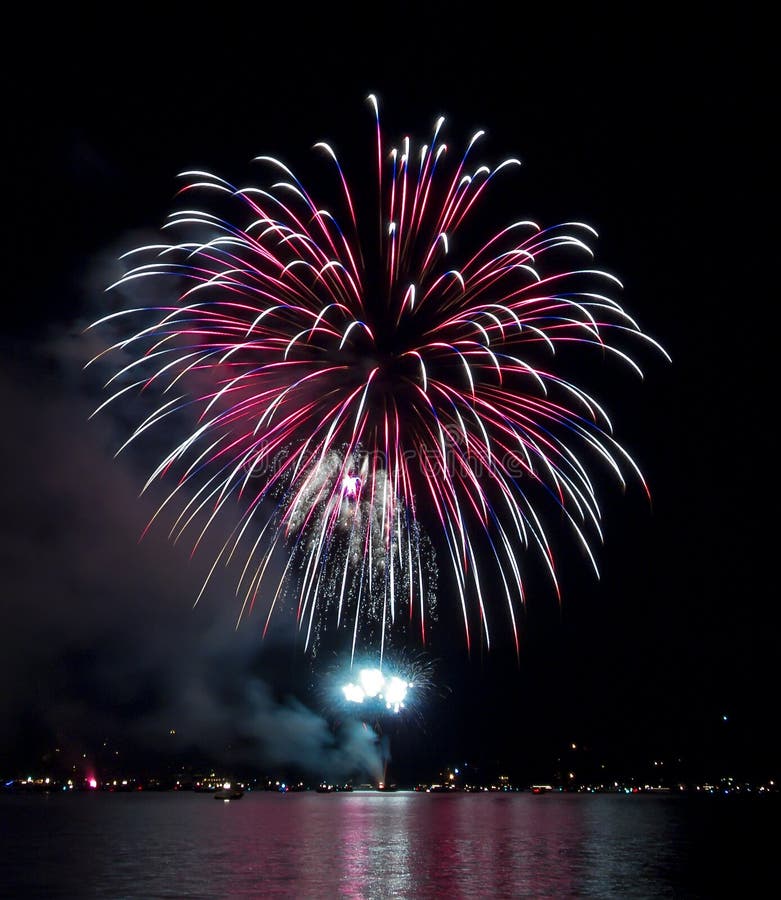 Colorful Fireworks on the Lake Stock Photo - Image of celebration ...