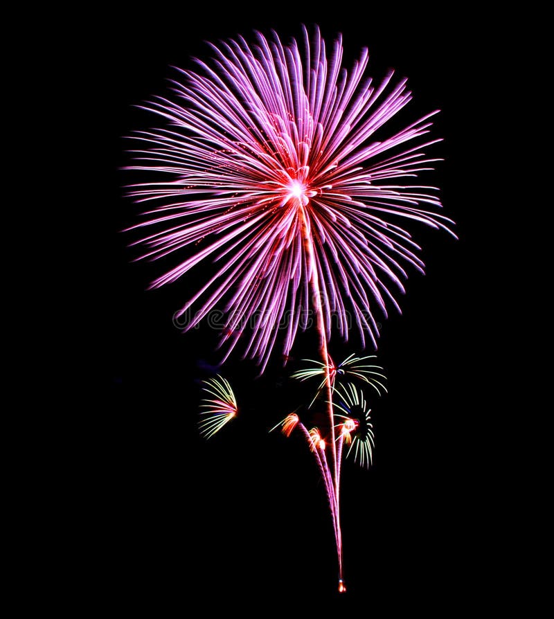 Colorful Fireworks Light Up in Black Sky Stock Photo - Image of ...