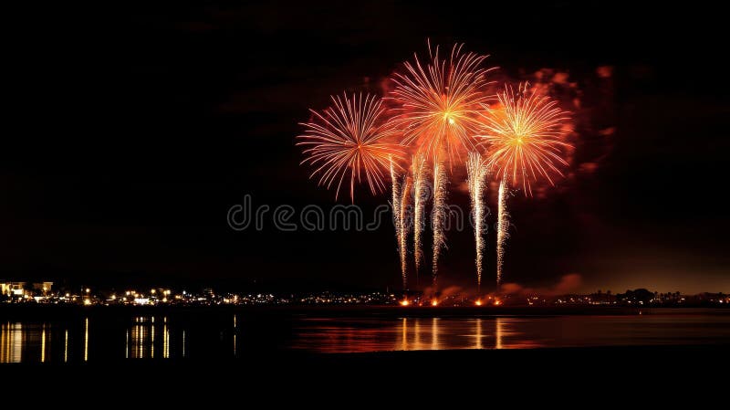 Colorful Fireworks Lighting Up the Night Sky Stock Illustration ...
