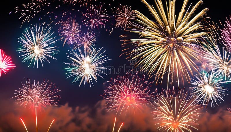 Colorful Fireworks in the Night Sky Stock Image - Image of year, beauty ...
