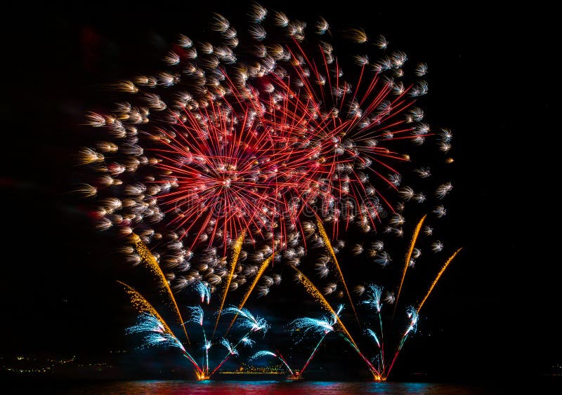 Colorful Fireworks in the Night Sky Stock Image - Image of festival ...