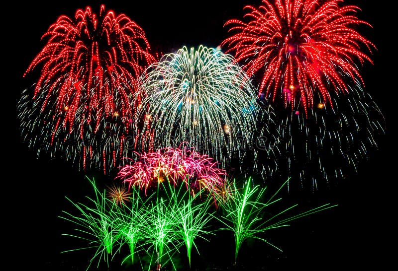 Colorful Fireworks in the Night Sky Stock Image - Image of bright, blue ...