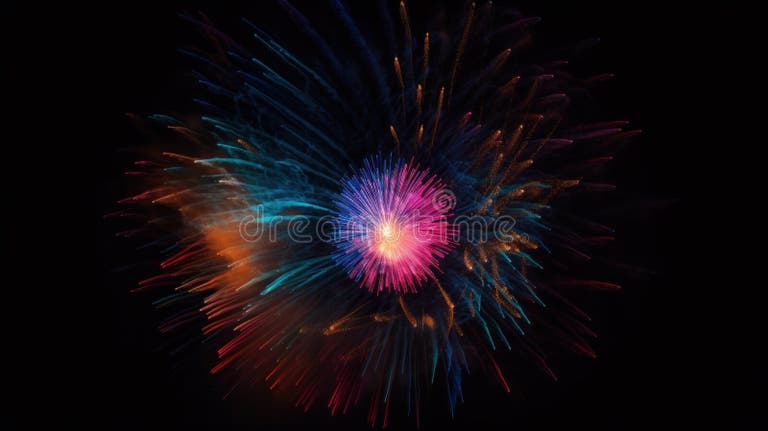 A Colorful Fireworks in the Night Sky. AI Generative Image. Stock Illustration - Illustration of ...