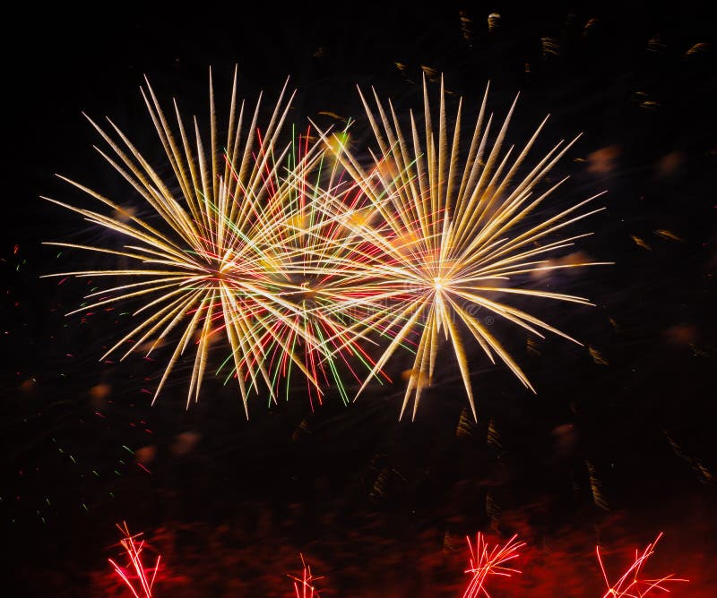 Colorful Fireworks in Night Sky Stock Photo - Image of year, holiday ...