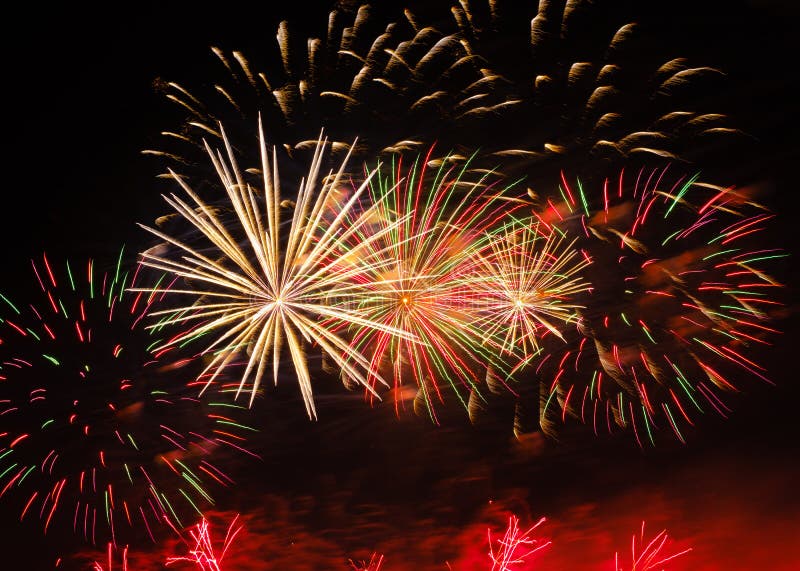 Colorful Fireworks in Night Sky Stock Image - Image of anniversary ...