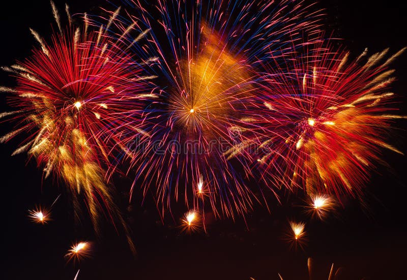 Colorful Fireworks in Night Sky Stock Photo - Image of celebrate ...