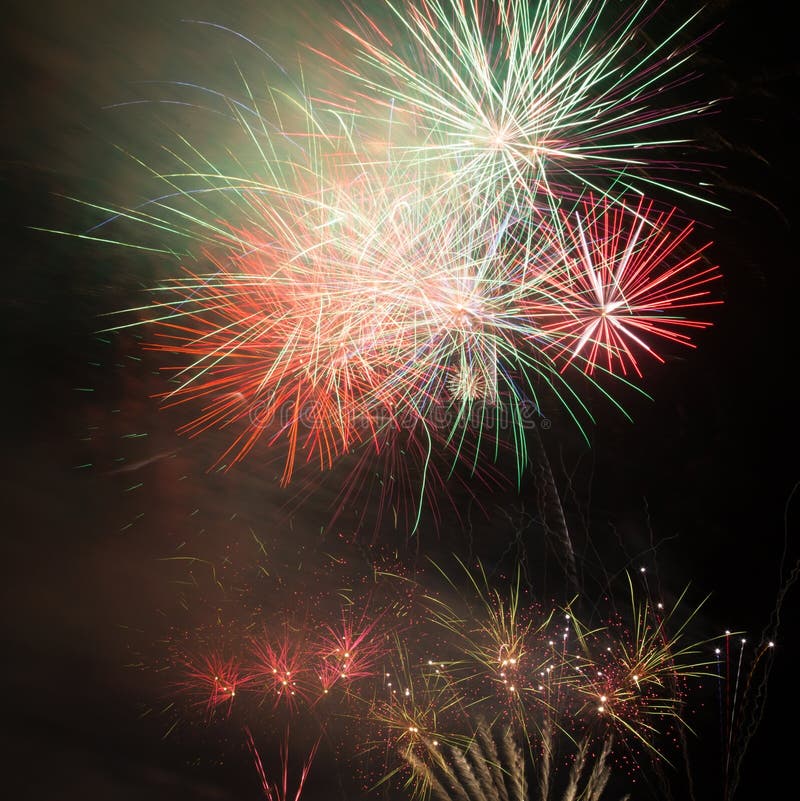 Colorful Fireworks on Night Sky Stock Image - Image of exploding ...