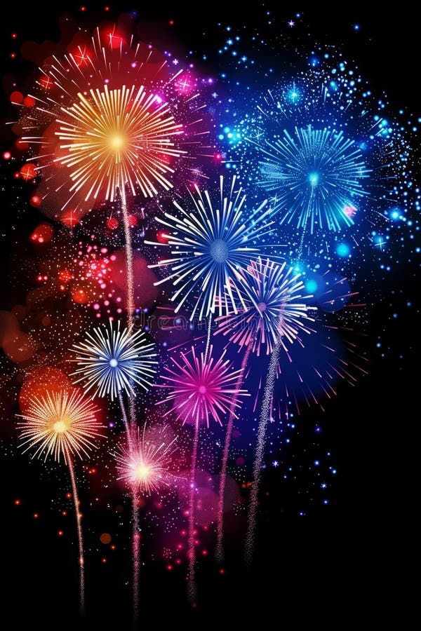 Colorful Fireworks in Night Sky during a Festive Celebration Stock ...